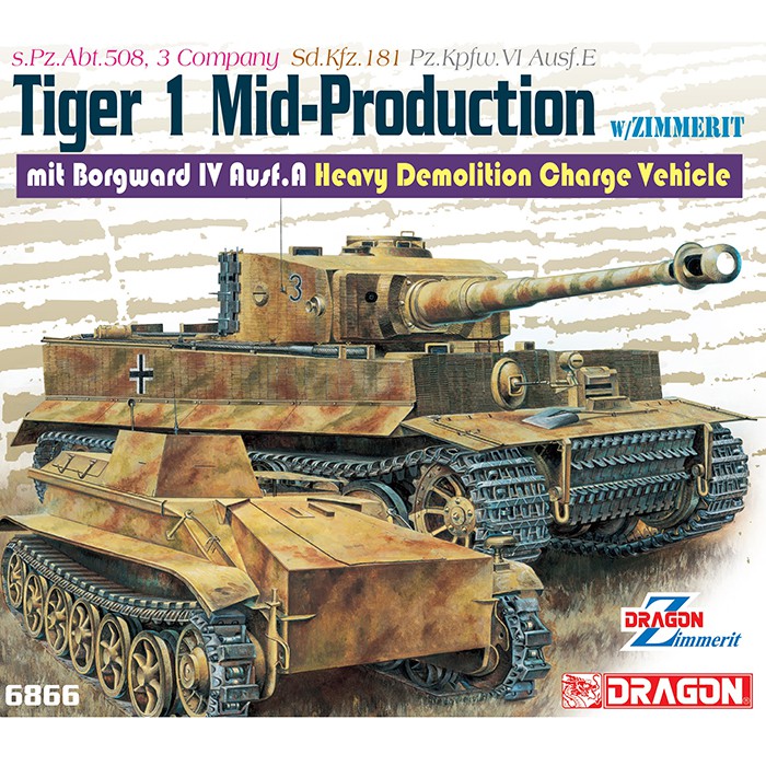 Dragon 6866 1/35 Tiger I Mid-Production w/Zimmerit mit Borgward IV Ausf ...